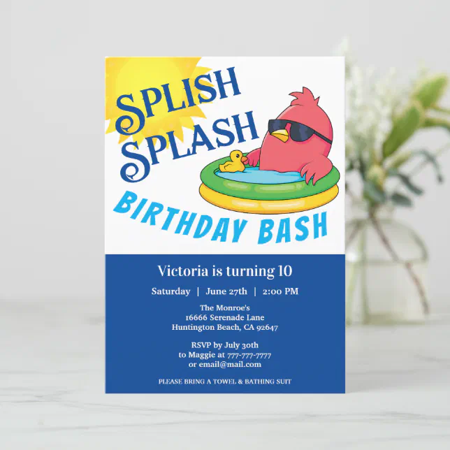 Splashing Birthday Bash Party Invitation | Zazzle