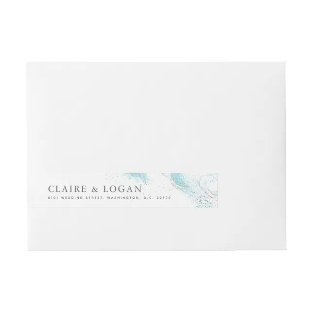 Splashing Blue Waves Coastal Wedding Wrap Around Address Label | Zazzle