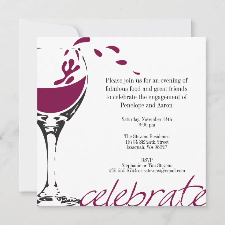 Splashing Merlot Party Invitation | Zazzle