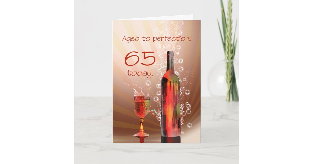 Splashing wine 65th birthday card | Zazzle.com