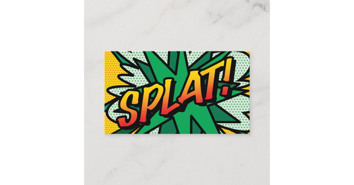 SPLAT Fun Retro Comic Book Business Card | Zazzle