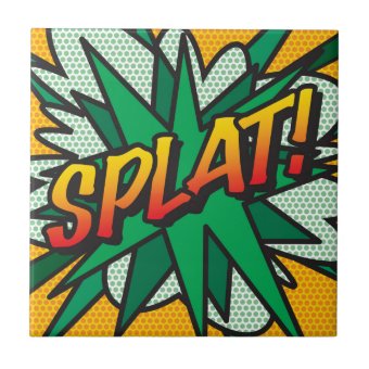 SPLAT Fun Retro Comic Book Pop Art Ceramic Tile | Zazzle