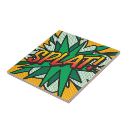 SPLAT Fun Retro Comic Book Pop Art Ceramic Tile | Zazzle
