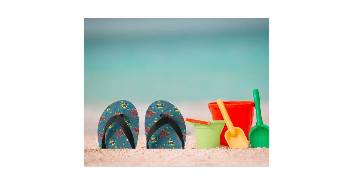 Splat Kapow Kid's Flip Flops | Zazzle