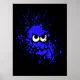 Splatoon Black Squid with Blank Eyes on Blue Splat Poster | Zazzle