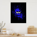 Splatoon Black Squid with Blank Eyes on Blue Splat Poster | Zazzle