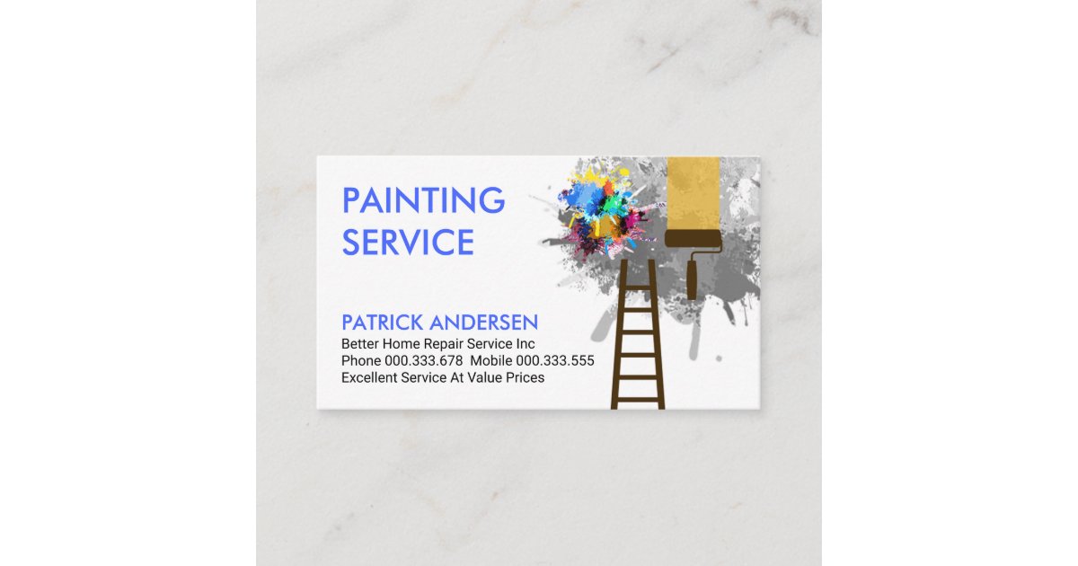 Splattered Paint Home Painting Business Card | Zazzle