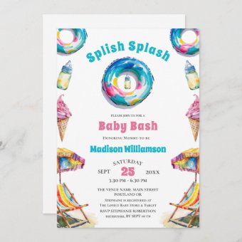 Splish Splash Baby Bash Summer Baby Shower Invitation | Zazzle