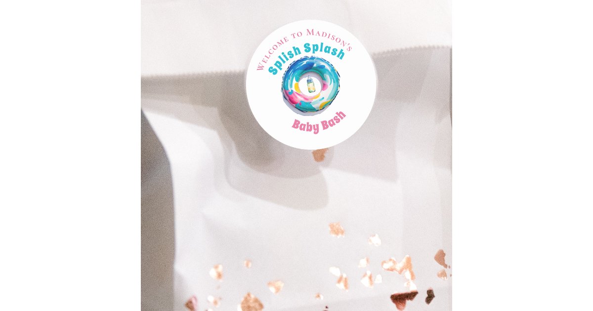 Splish Splash Baby Bash Summer Baby Shower Welcome Classic Round Sticker | Zazzle
