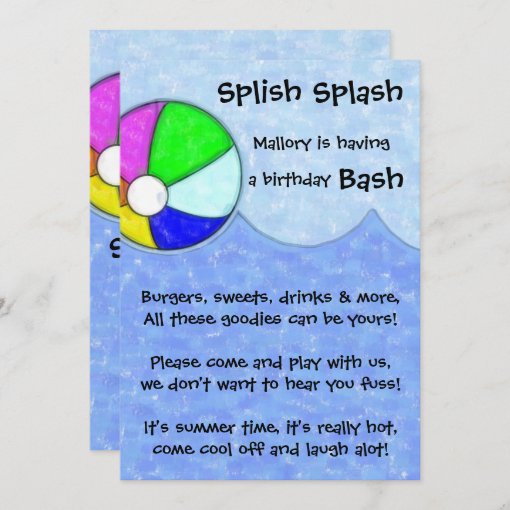 Splish Splash Bash Birthday Party Invite | Zazzle
