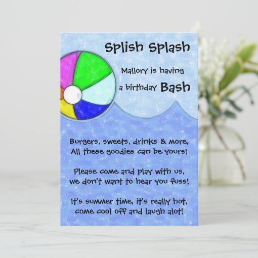 Splish Splash Bash Birthday Party Invite | Zazzle