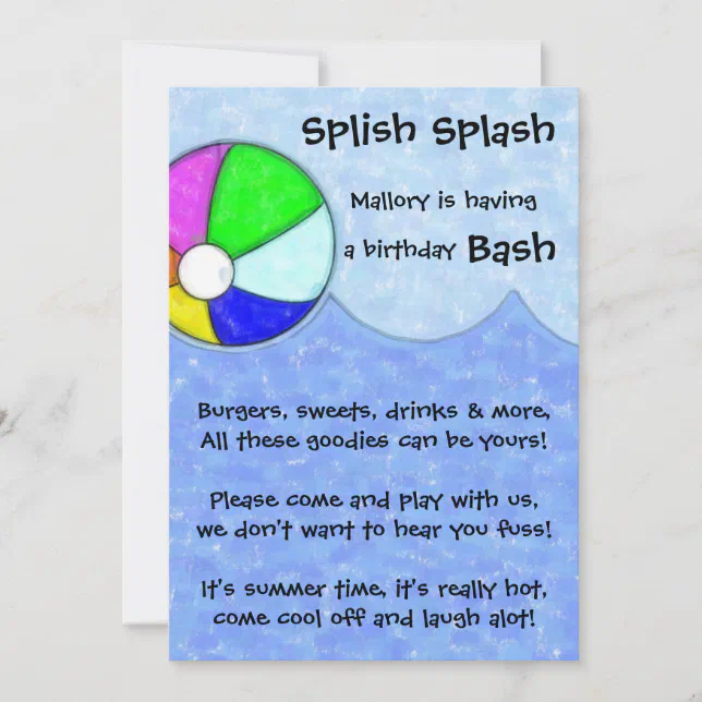 Splish Splash Bash Birthday Party Invite | Zazzle