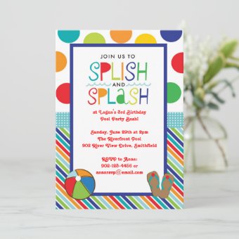 Splish Splash Bash (Blue) Invitation | Zazzle