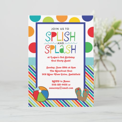 Splish Splash Bash (Blue) Invitation | Zazzle
