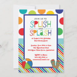 Splish Splash Bash (Blue) Invitation | Zazzle