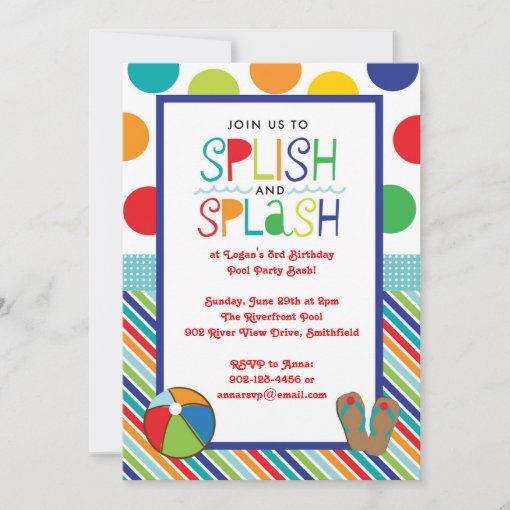 Splish Splash Bash (Blue) Invitation | Zazzle