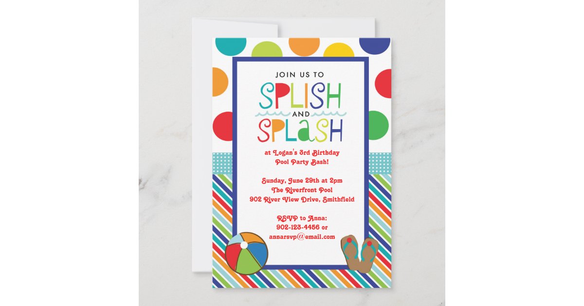 Splish Splash Bash (Blue) Invitation | Zazzle