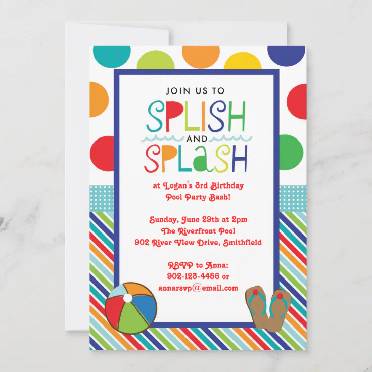 Splish Splash Bash (Blue) Invitation | Zazzle