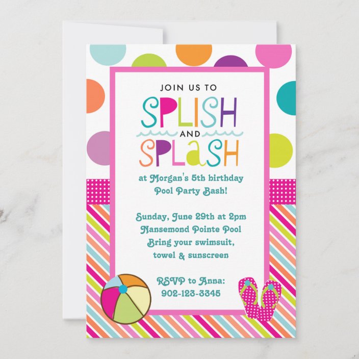 Splish Splash Bash (Pink) Invitation | Zazzle.com