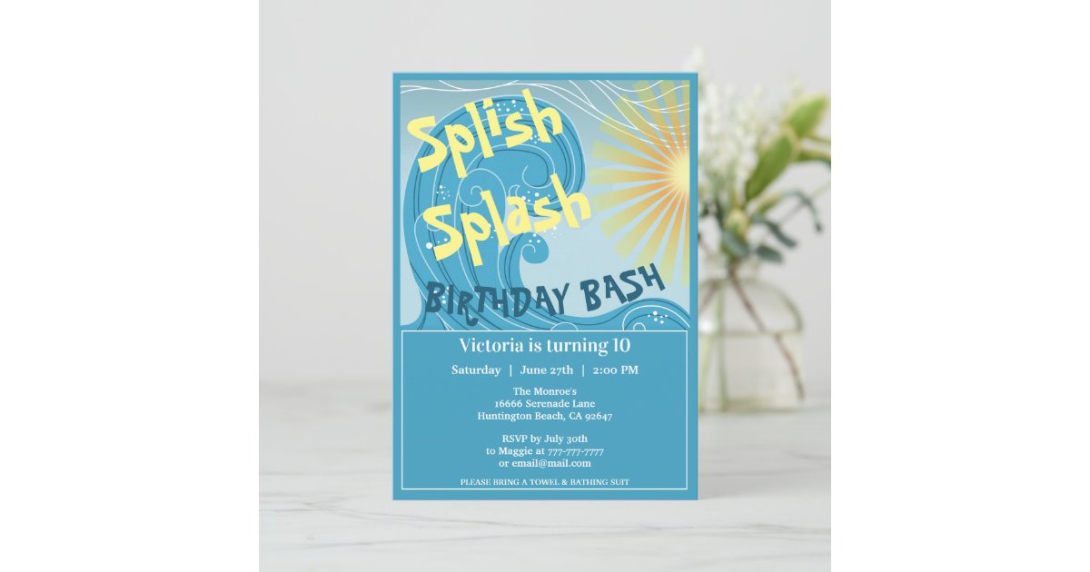 Splish Splash Birthday Bash Party Invitation | Zazzle