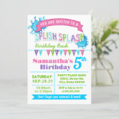 Splish splash birthday bash pink party invitation | Zazzle