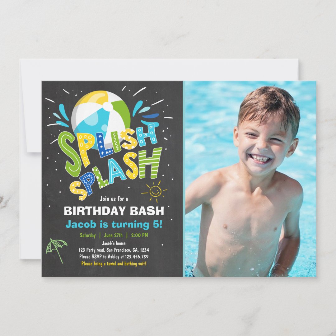 Splish Splash birthday invitation Pool party | Zazzle