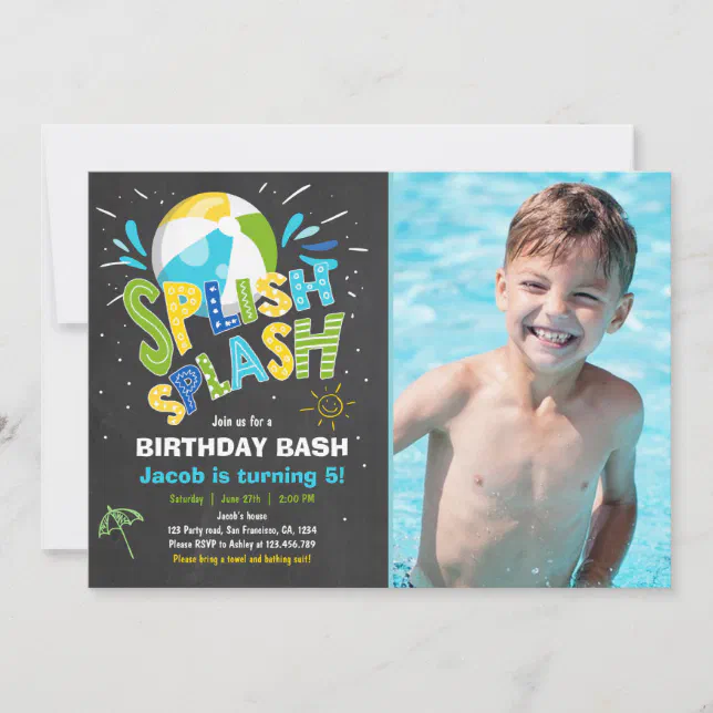 Splish Splash birthday invitation Pool party | Zazzle