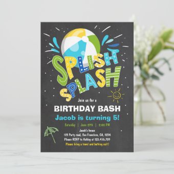Splish Splash birthday invitation Pool party | Zazzle