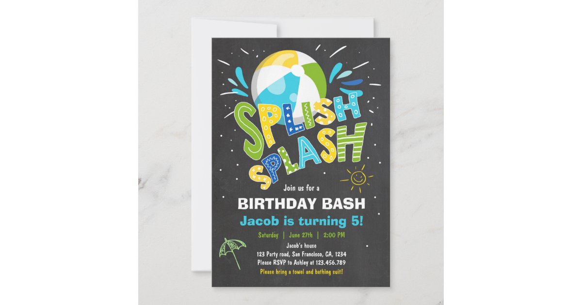 Splish Splash birthday invitation Pool party | Zazzle