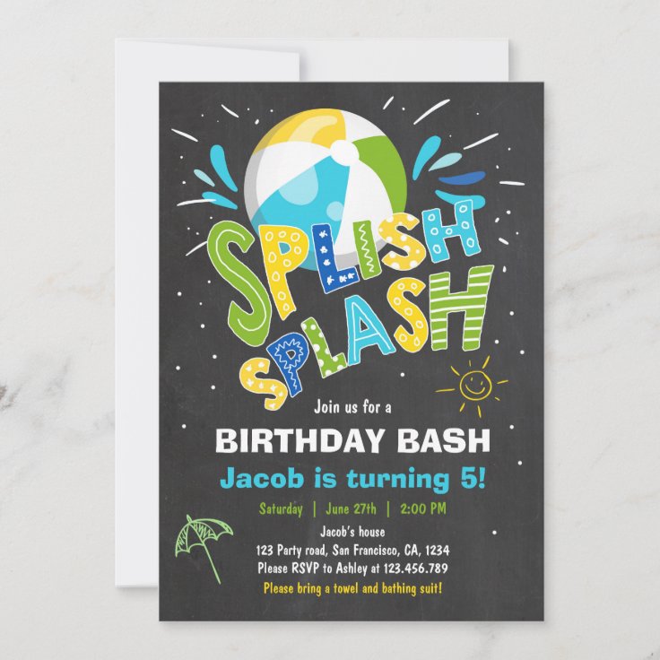Splish Splash birthday invitation Pool party | Zazzle