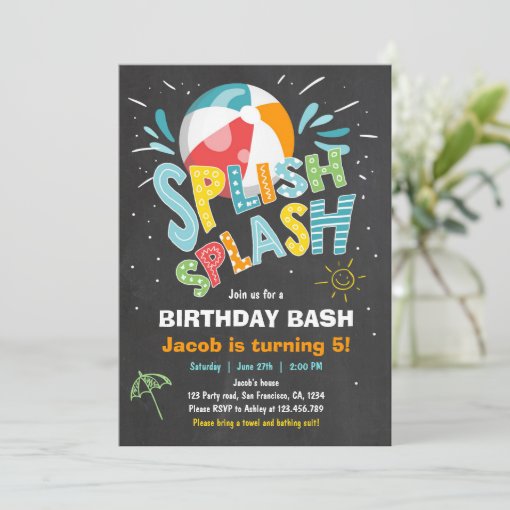 Splish Splash birthday invitation Pool party | Zazzle