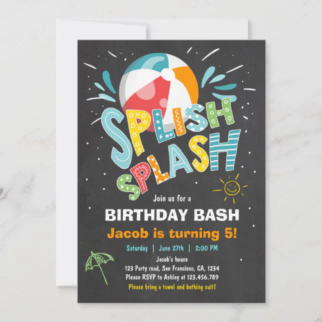 Splish Splash birthday invitation Pool party | Zazzle