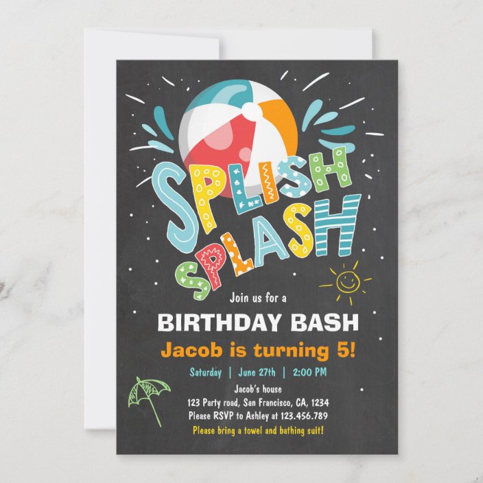 Splish Splash birthday invitation Pool party | Zazzle