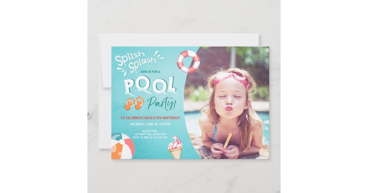 Splish Splash birthday invitation Pool party | Zazzle
