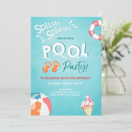Splish Splash birthday invitation Pool party | Zazzle