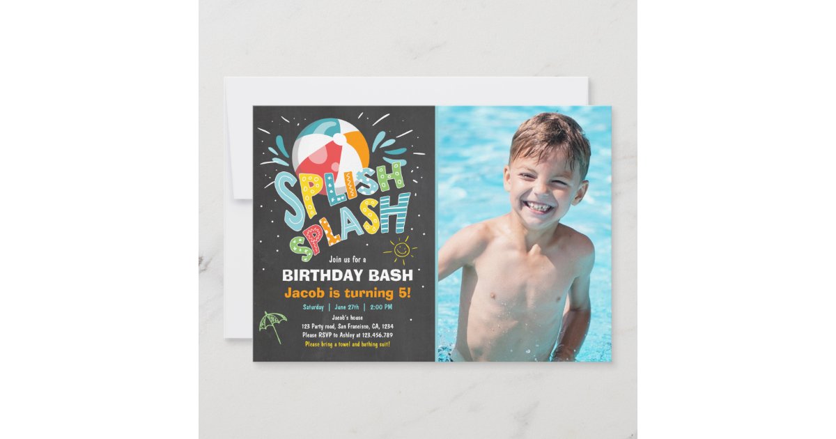 Splish Splash birthday invitation Pool party | Zazzle
