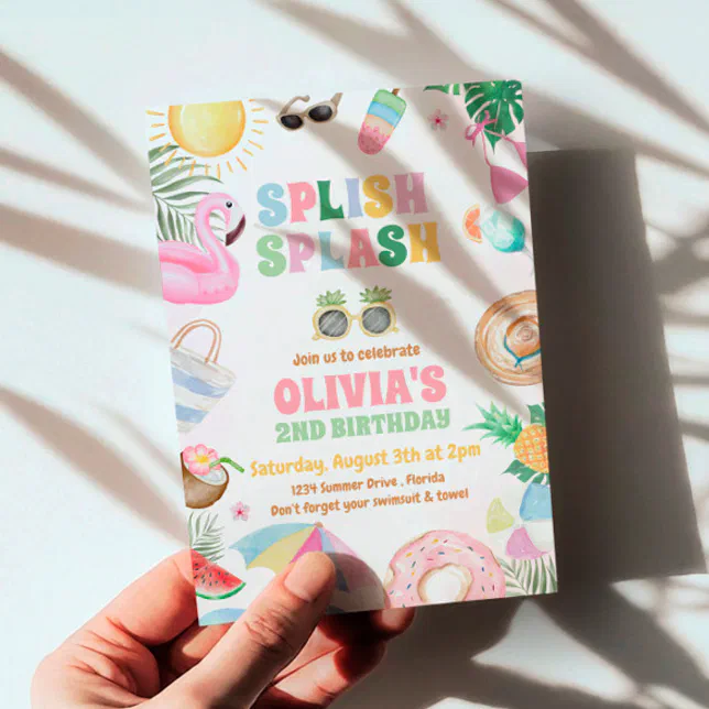 Splish Splash Birthday Invite Pool Party Invite | Zazzle