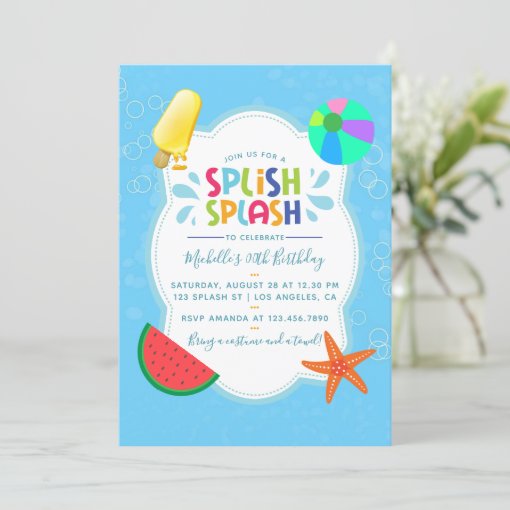Splish Splash Birthday Party Invitation | Zazzle