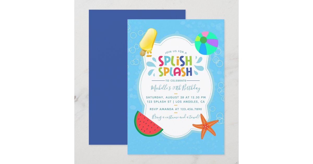 Splish Splash Birthday Party Invitation | Zazzle