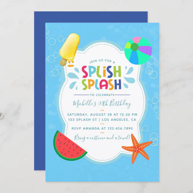 Splish Splash Birthday Party Invitation | Zazzle
