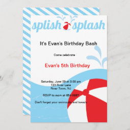 Splish Splash Birthday Pool Party Invitations | Zazzle