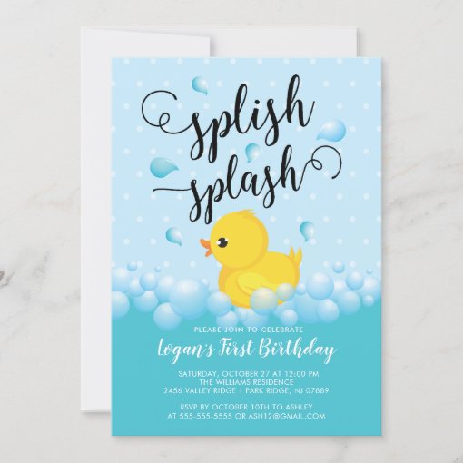 Splish Splash Duck Birthday Invitation | Zazzle