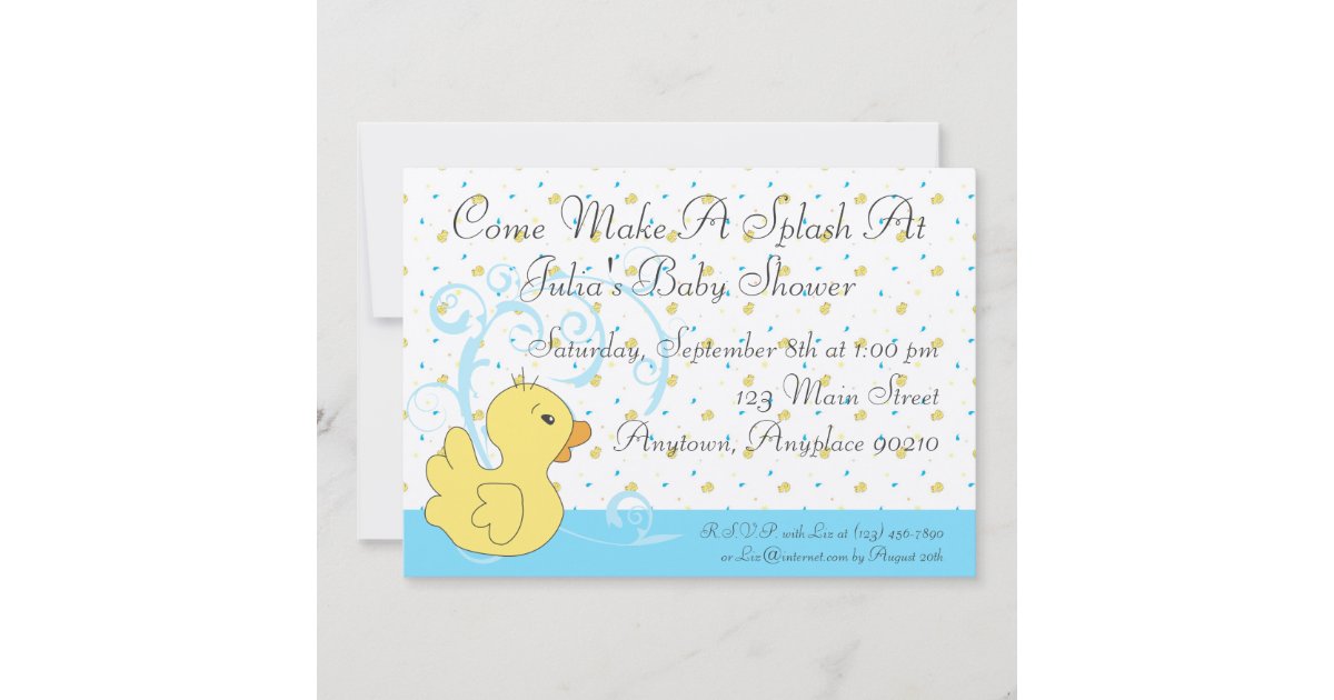 Splish Splash Ducky Baby Shower Invitation | Zazzle