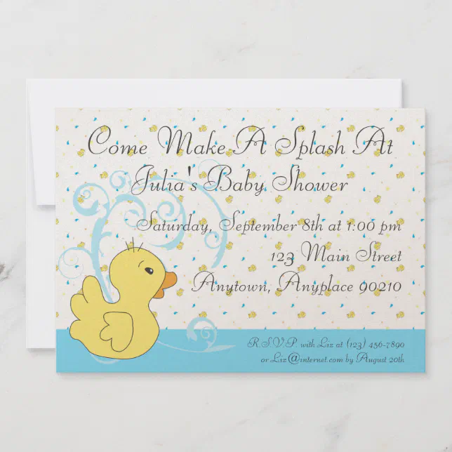 Splish Splash Ducky Baby Shower Invitation | Zazzle