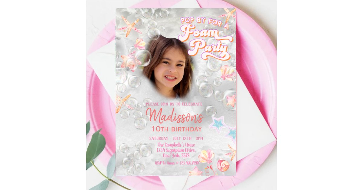 Splish Splash FOAM Party Birthday Invitation | Zazzle