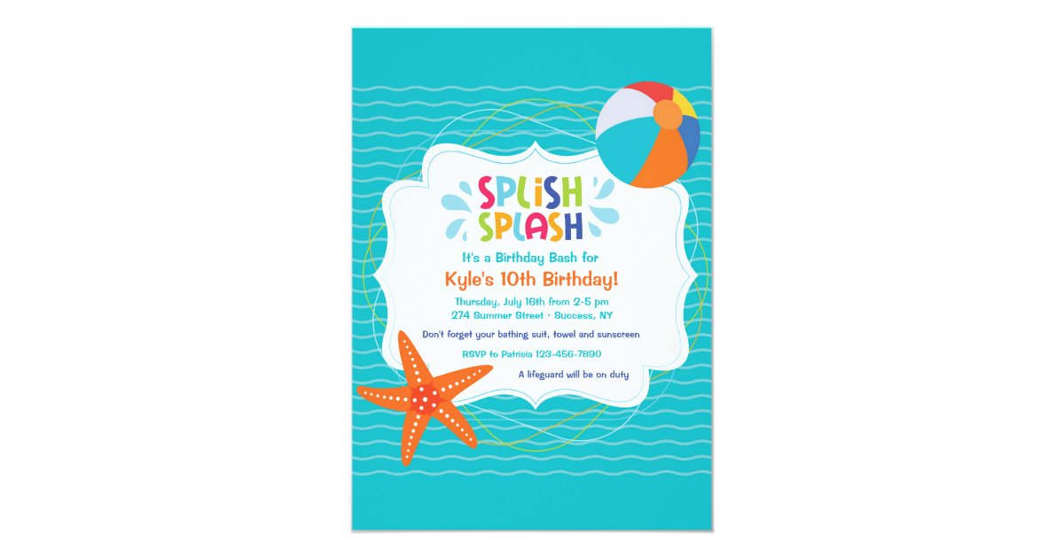 Splish Splash Invitation | Zazzle.com