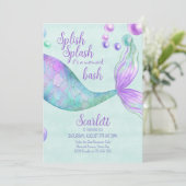 Splish Splash Mermaid Bash Girls Birthday Party Invitation | Zazzle