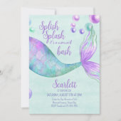 Splish Splash Mermaid Bash Girls Birthday Party Invitation | Zazzle