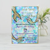 Splish Splash Mermaid Bash Pool Party Birthday Invitation | Zazzle