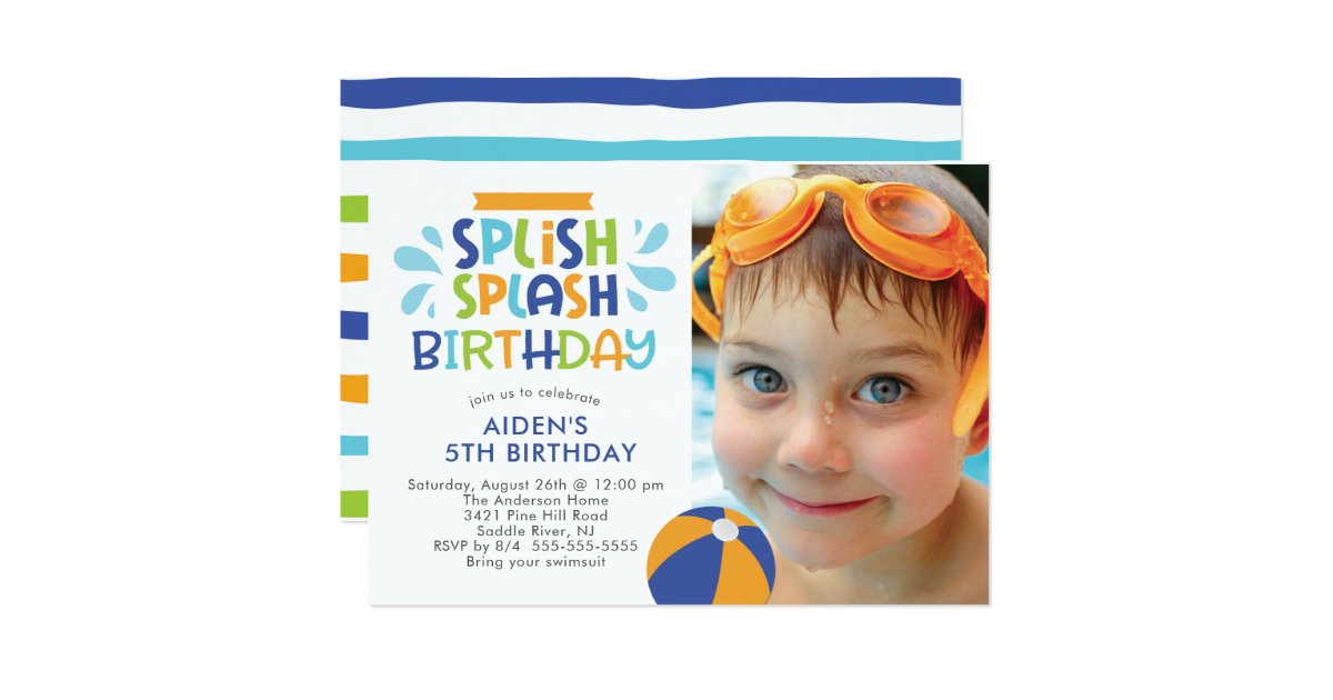 Splish Splash Pool Birthday Invitation | Zazzle.com